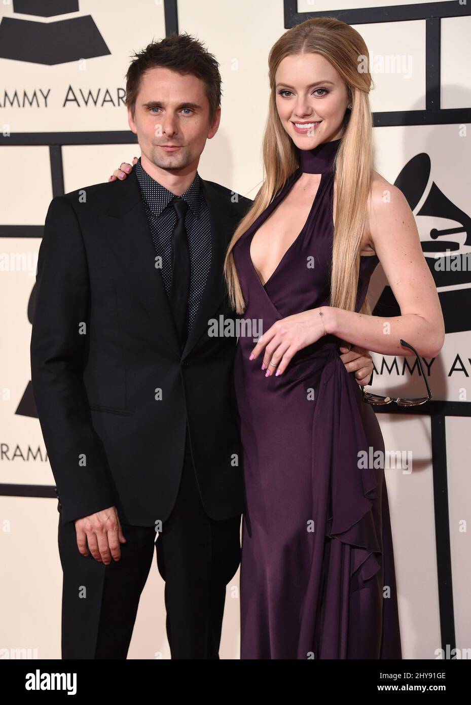 Matt Bellamy & Elle Evans arriving at the 58th Annual Grammy Awards ...