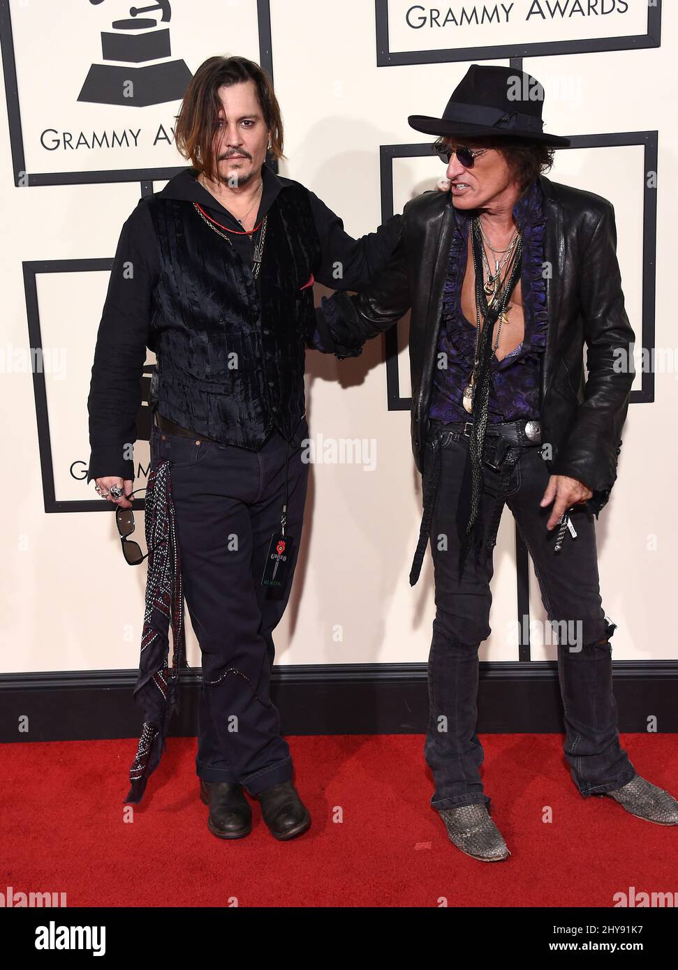 Johnny Depp & Joe Perry arriving at the 58th Grammy Awards 2016 held at ...