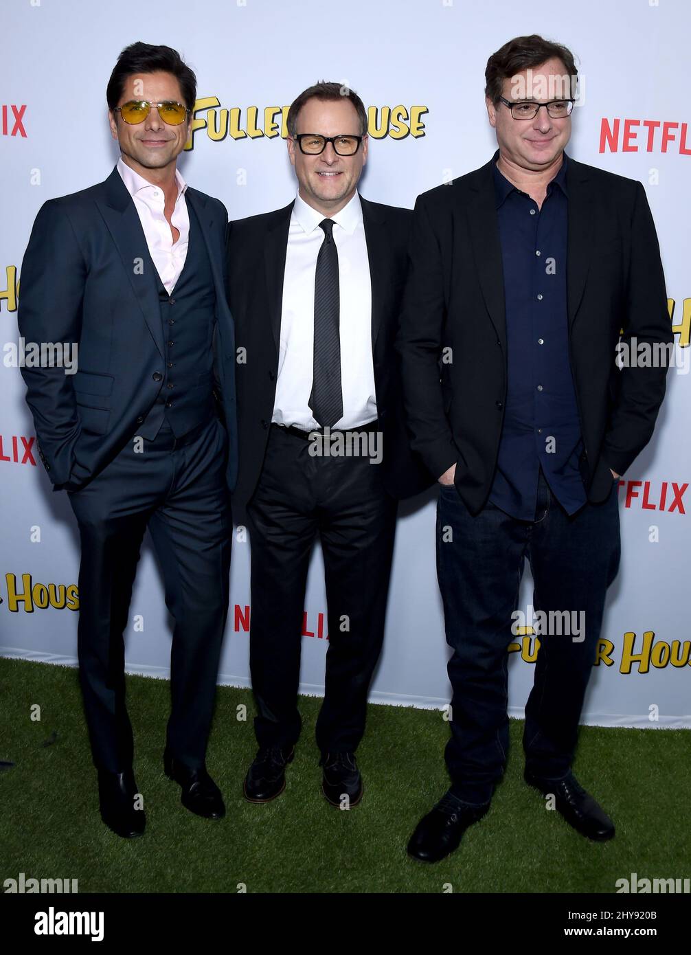 John Stamos, Dave Coulier and Bob Saget attending the Nextflix 'The Fuller House' premiere held ...