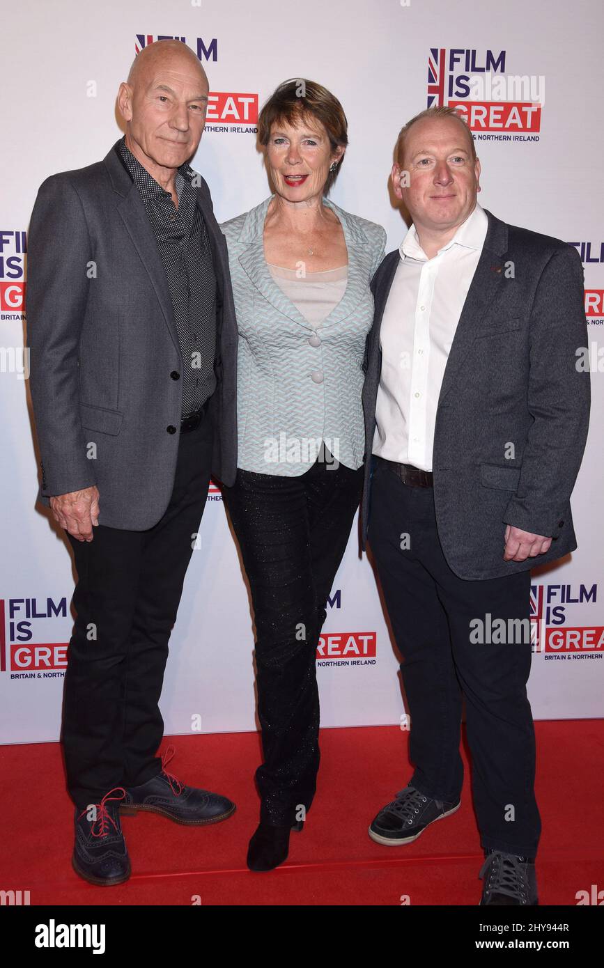 Sir Patrick Stewart, Celia Bobak and Adrian Scarborough attending the ...