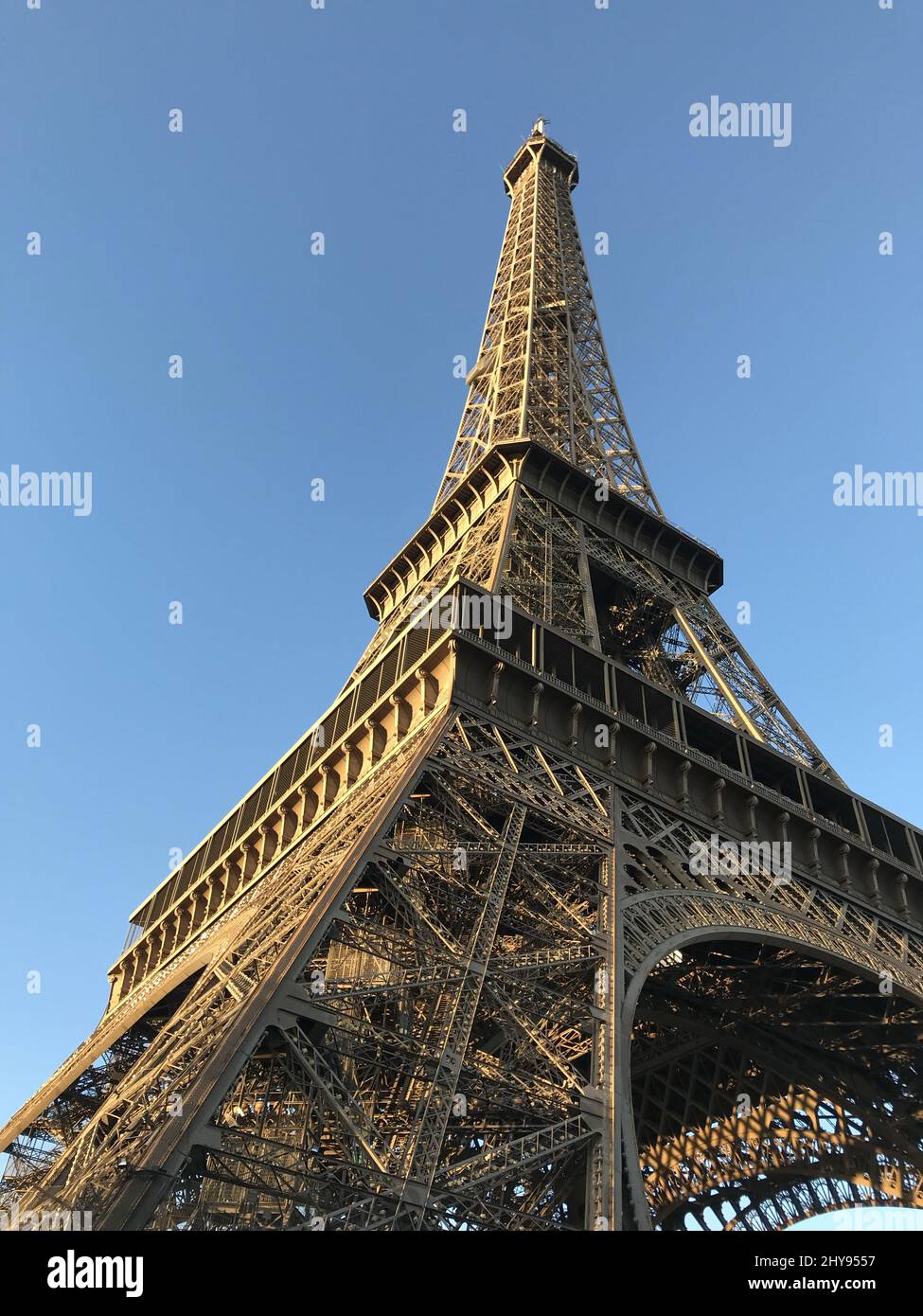 Low angle of Eiffel Tower in Paris, France Stock Photo - Alamy