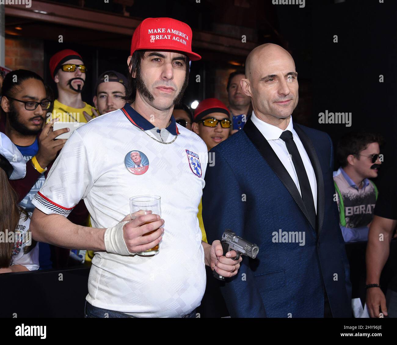 Sacha Baron Cohen & Mark Strong attends "The Brothers Grimsby" Los ...