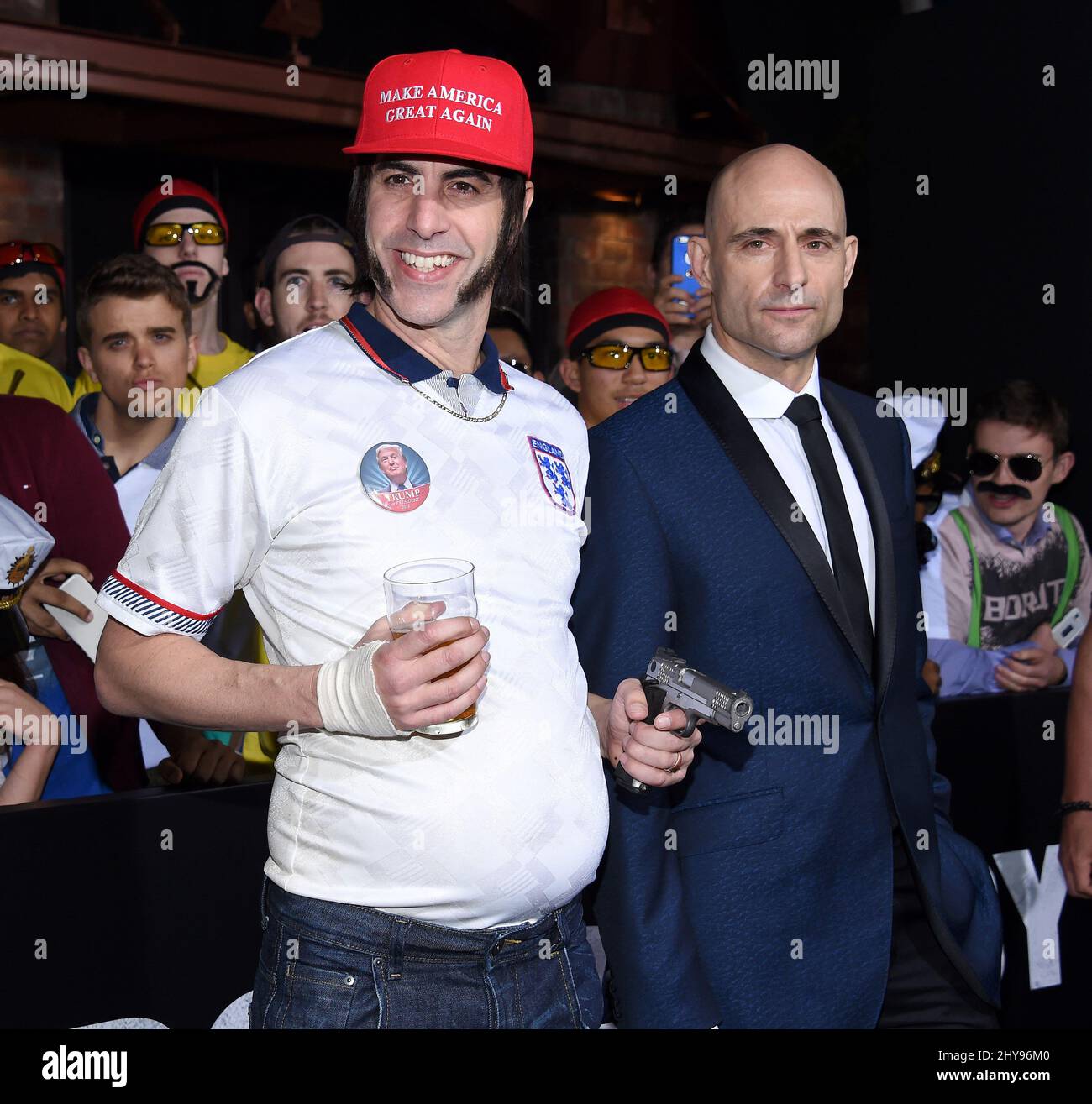 Sacha Baron Cohen & Mark Strong attends "The Brothers Grimsby" Los ...