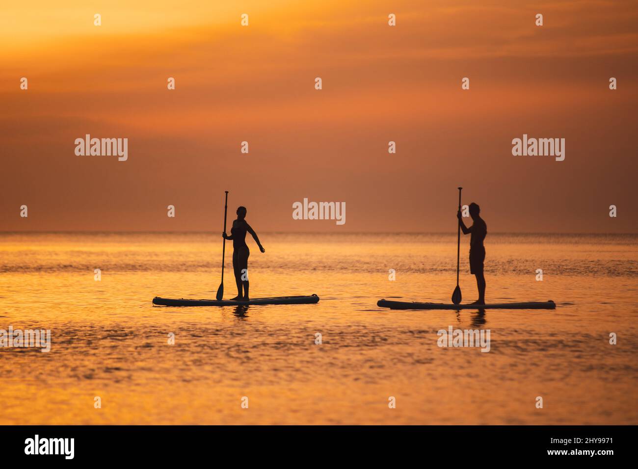 People sailing in the sea at sunset Stock Photo - Alamy