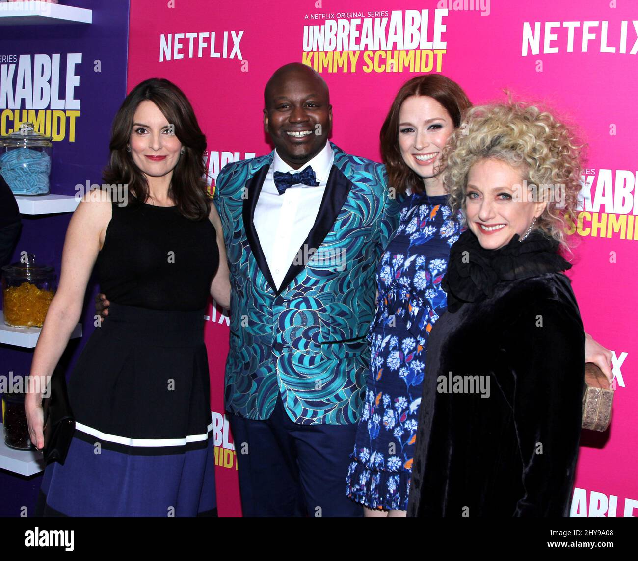 Tina Fey, Tituss Burgess, Ellie Kemper & Carol Kane attends the ...