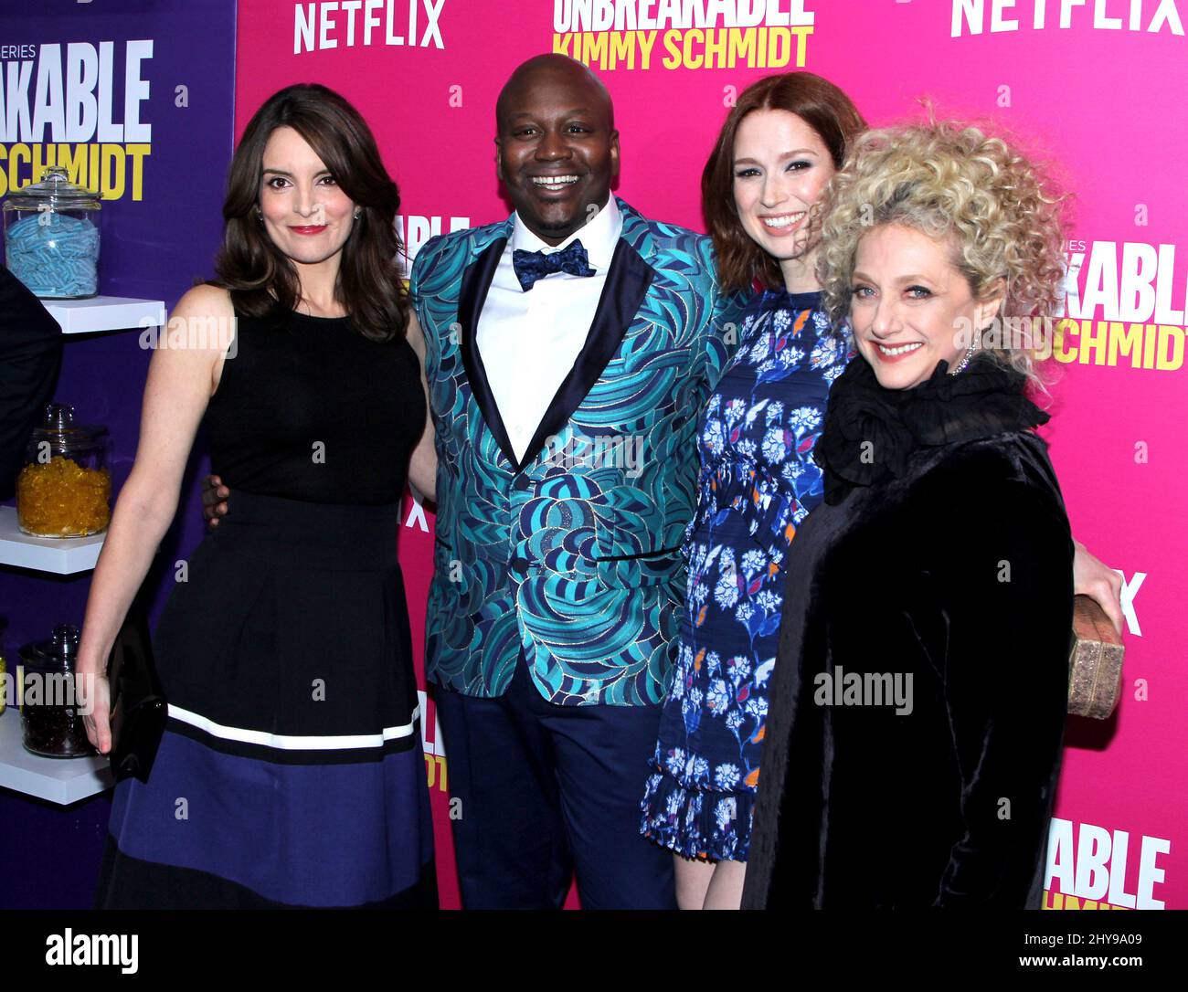 Tina Fey, Tituss Burgess, Ellie Kemper & Carol Kane attends the ...