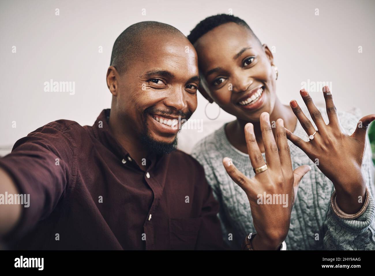 Look who just got engaged. Portrait of a happy newly engaged young ...