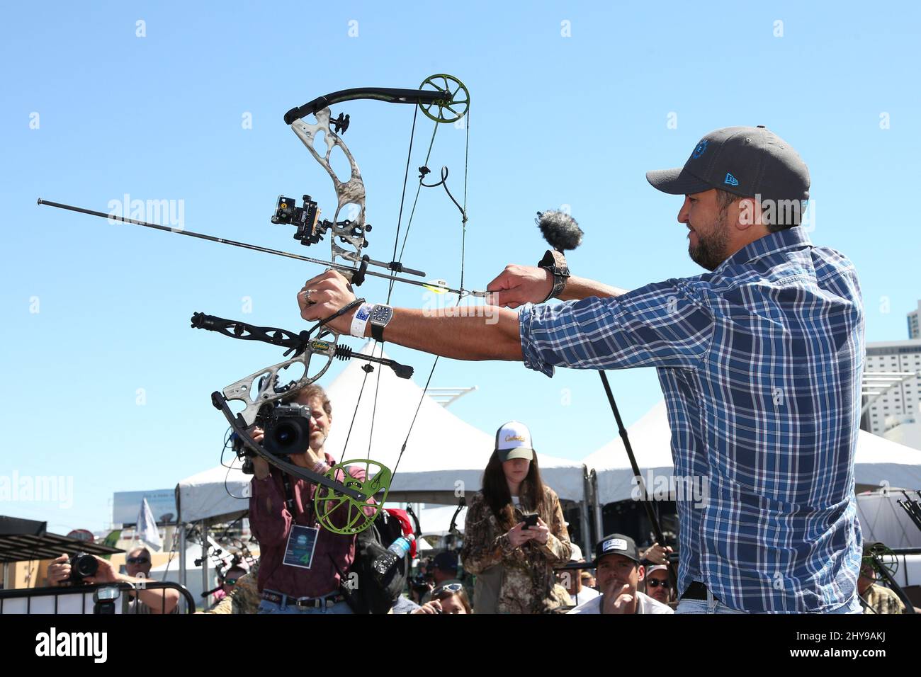 Luke Bryan attending Cabela's Celebrity Tic-Tac-Toe Archery Tournament ...