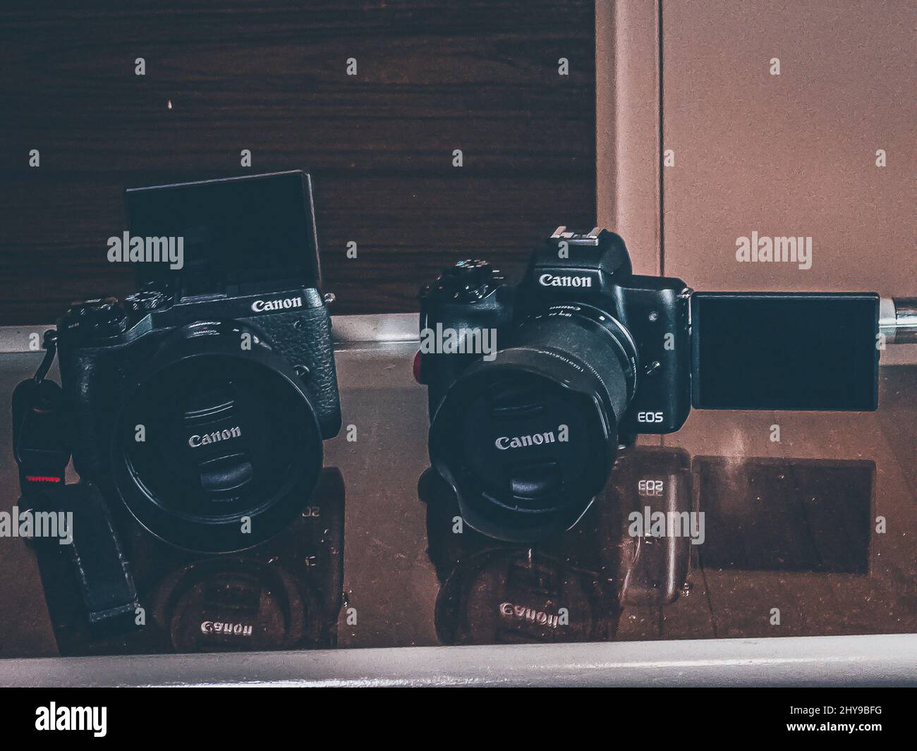Film cameras on table hi-res stock photography and images - Alamy