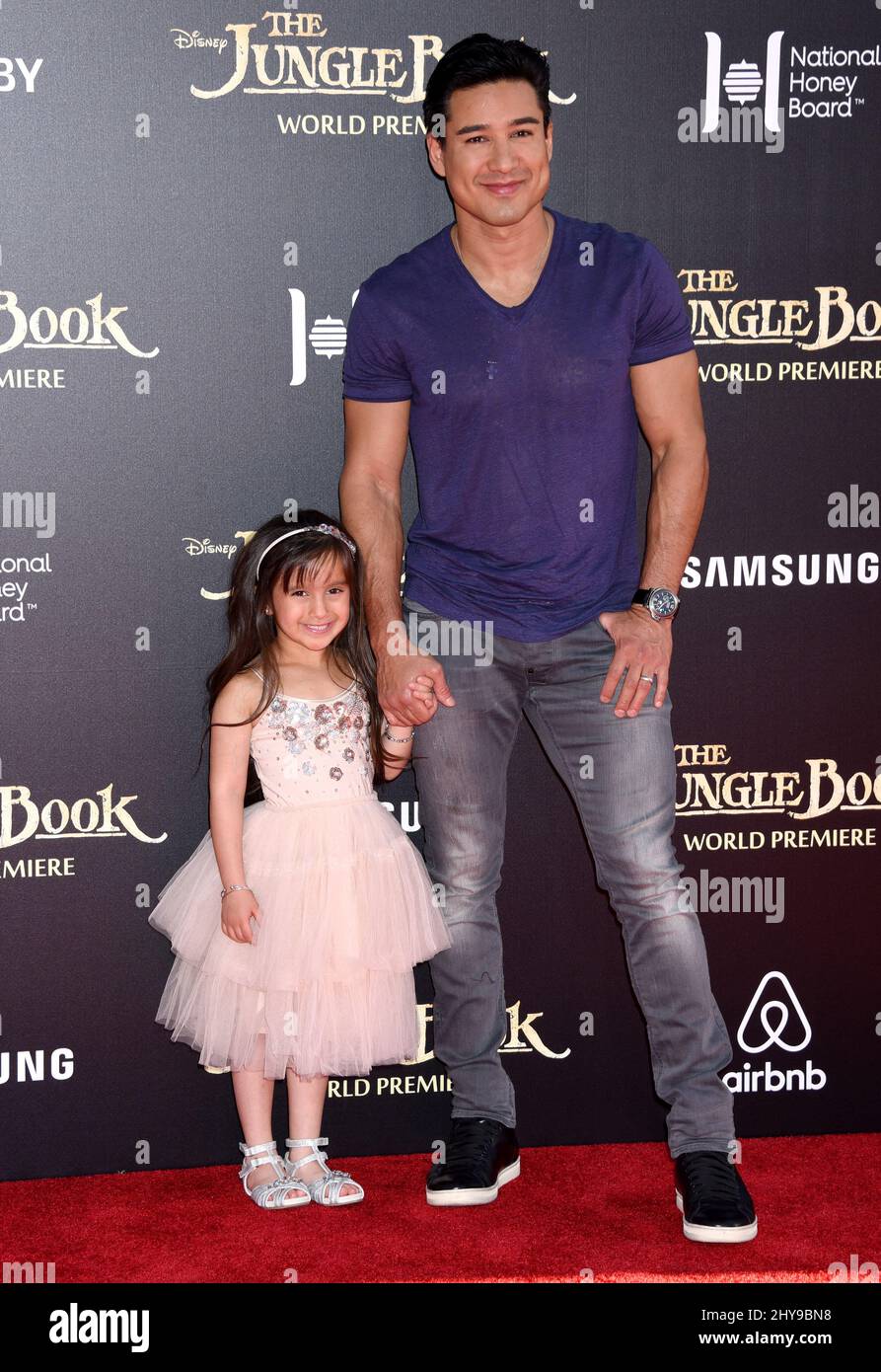 Mario Lopez and daughter Gia attending the premiere of 'The Jungle Book ...