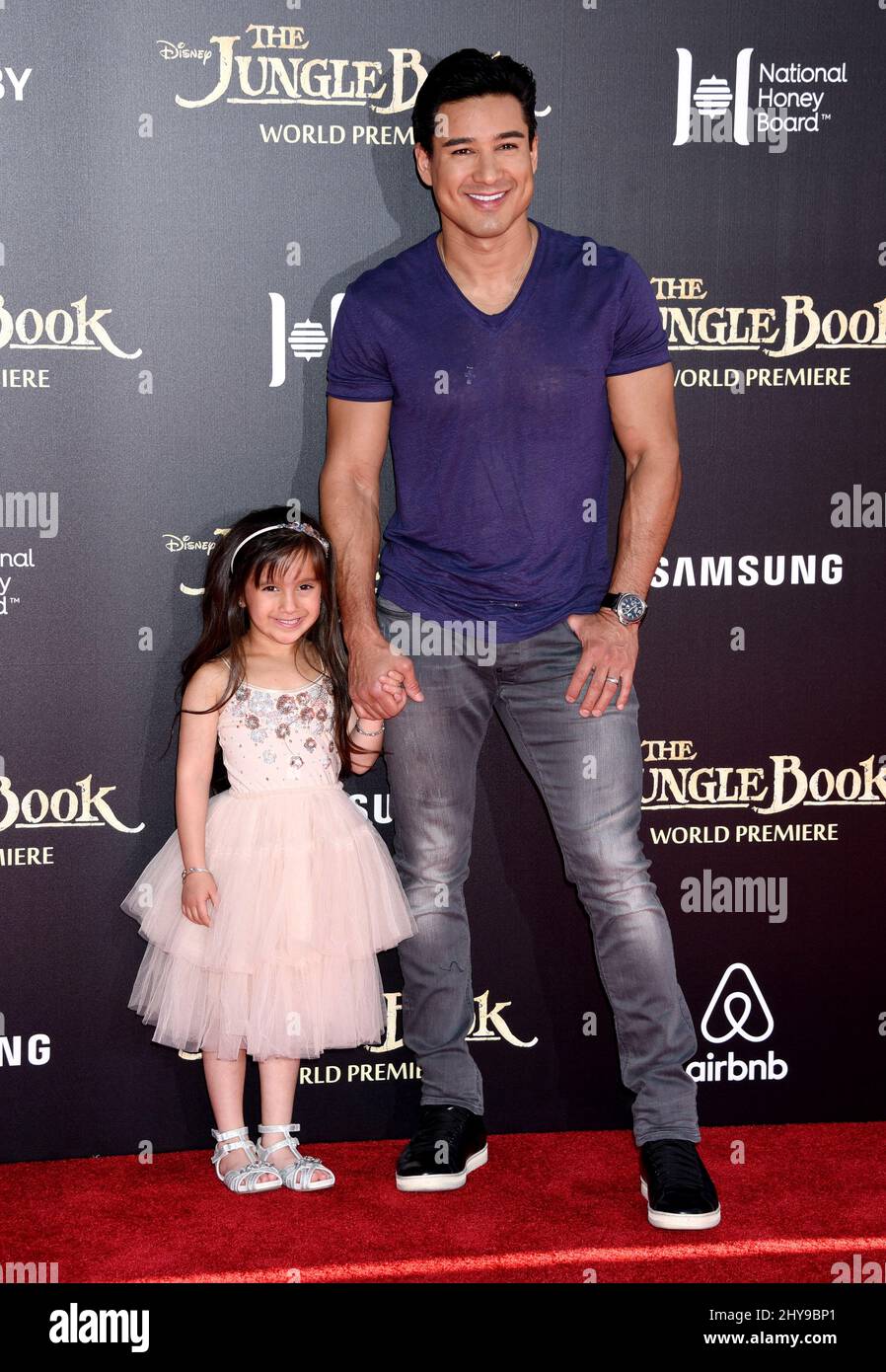 Mario Lopez and daughter Gia attending the premiere of 'The Jungle Book ...