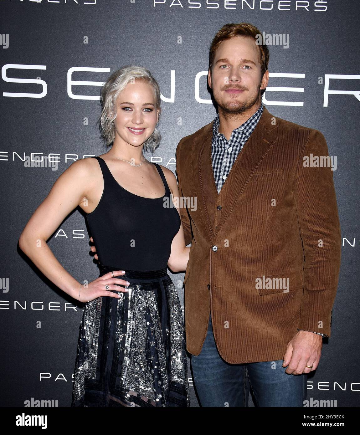 Jennifer Lawrence and Chris Pratt attending Sony Pictures presentation ...