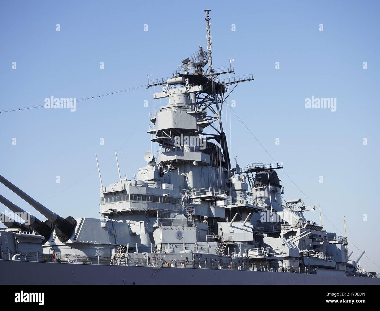 Closeup shot of Battleship USS Wisconsin in the seaport Stock Photo - Alamy