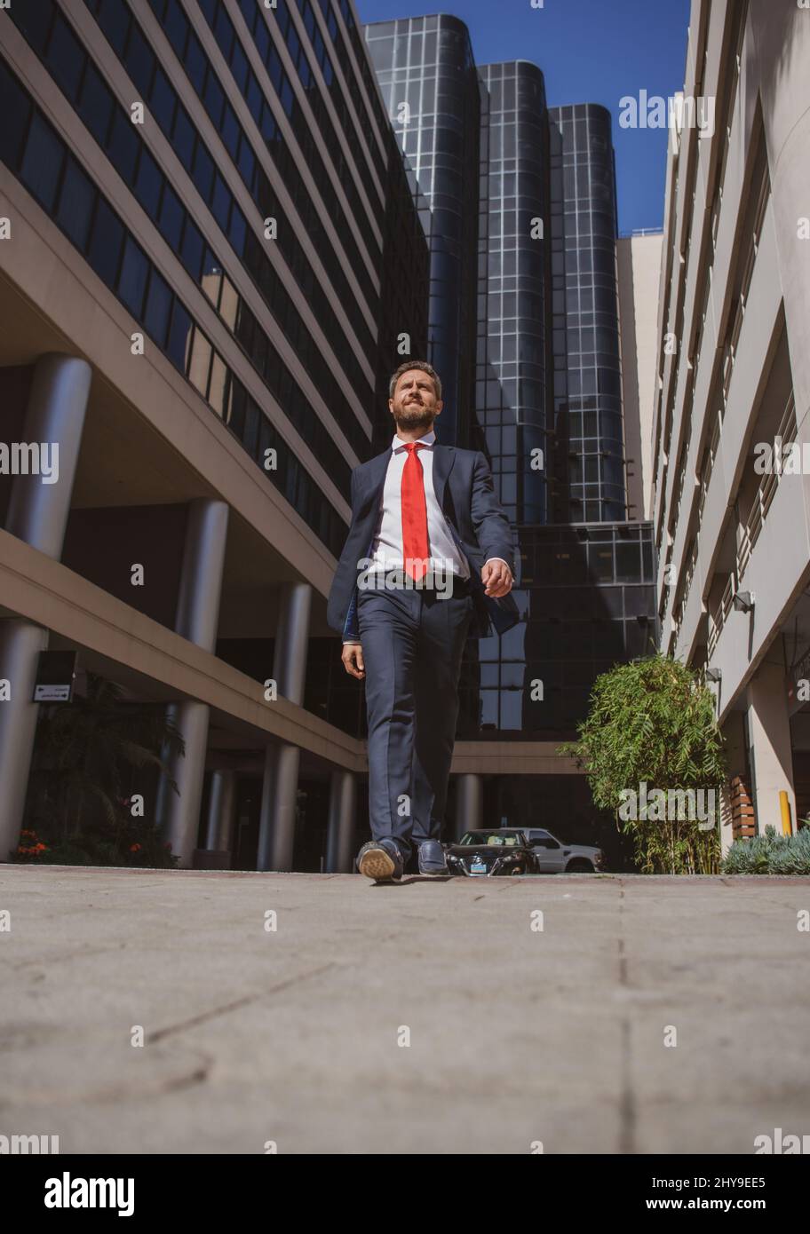 Successful handsome man. Business success, step, boost personal career ...