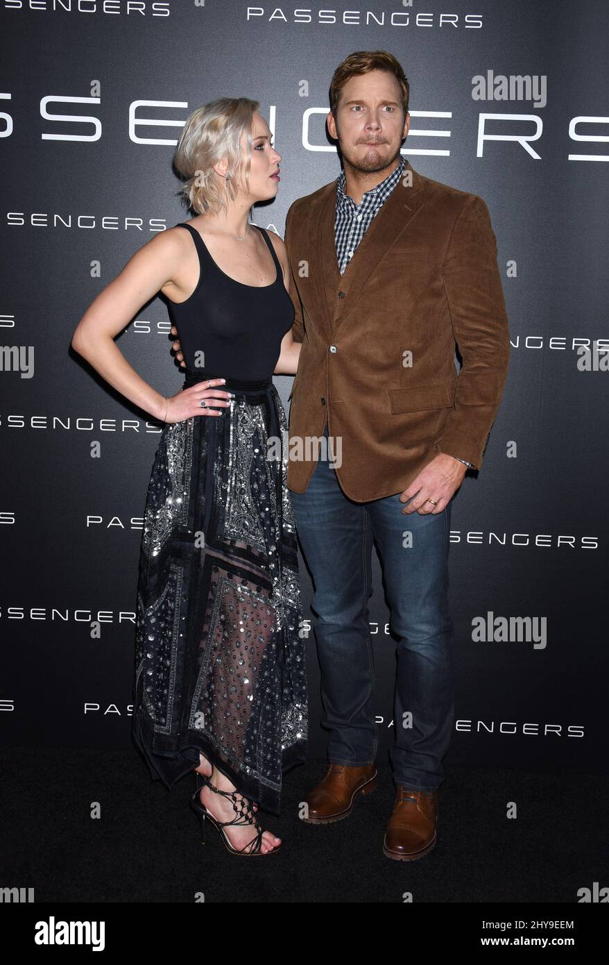 Jennifer Lawrence and Chris Pratt attending Sony Pictures presentation ...
