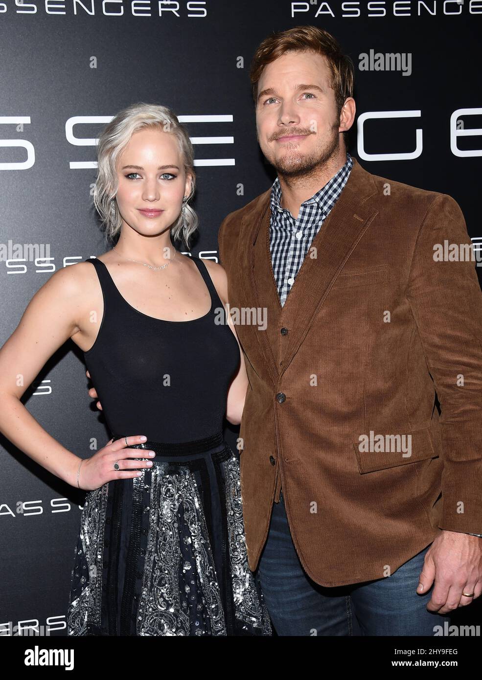 Jennifer Lawrence & Chris Pratt attending Sony Pictures presentation ...