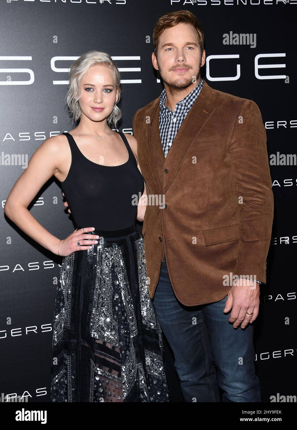 Jennifer Lawrence & Chris Pratt attending Sony Pictures presentation ...
