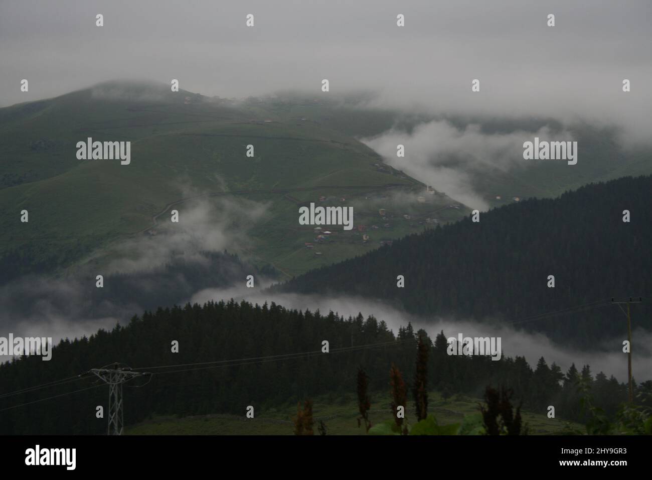 Beautiful shot of some mountains in foggy weather in Trabzon, Turkey ...