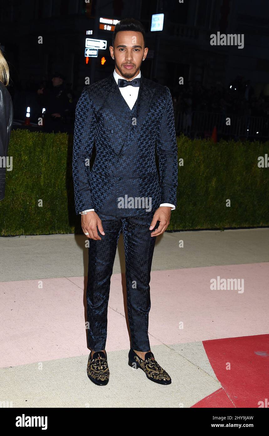 Lewis Hamilton attending the Costume Institute Benefit at The Met ...