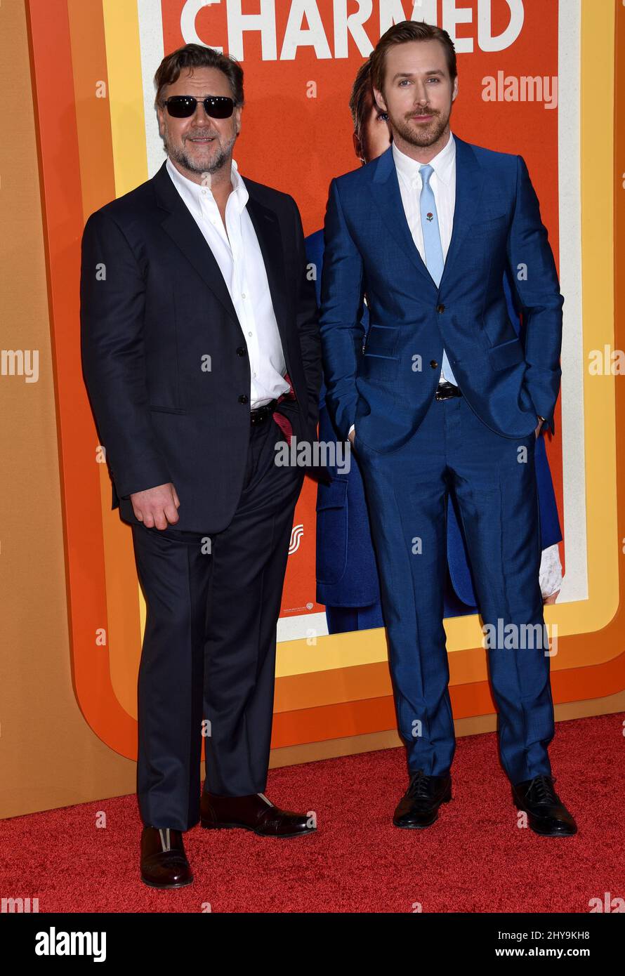 Russell Crowe and Ryan Gosling attending "The Nice Guys" Los Angeles ...