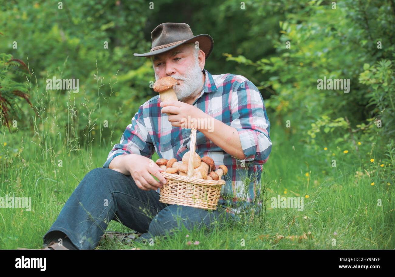 Happy Grandfather - summer and hobbies. Grandpa Pensioner. Grandfather ...