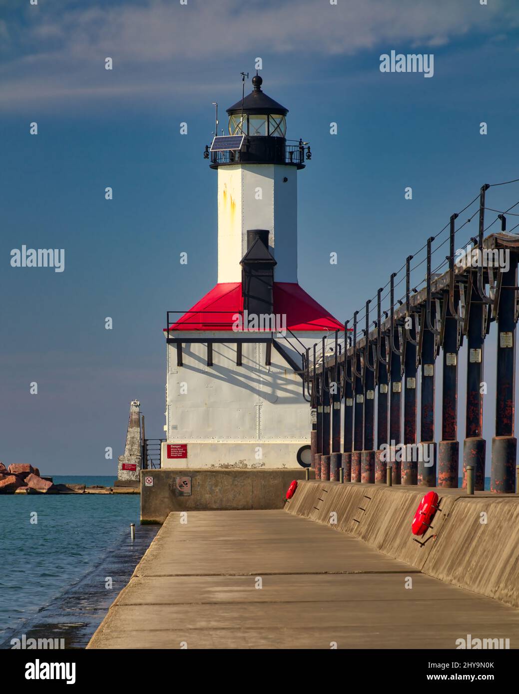 Vertical shot of the lighthouse in Michigan City, Indiana Stock Photo ...