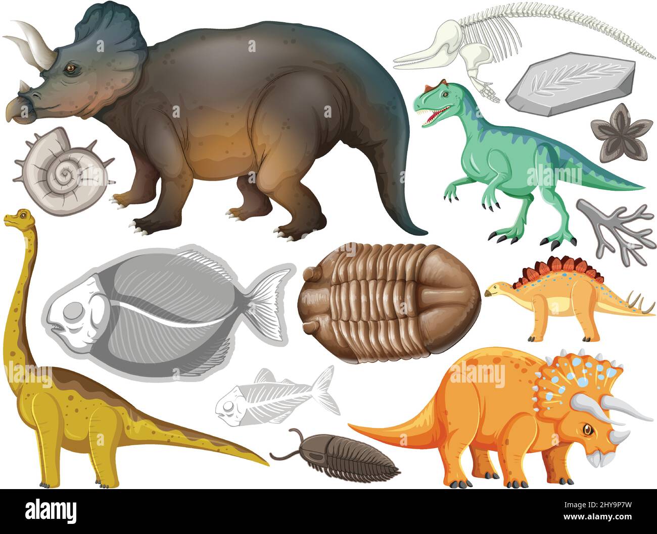 Set of different prehistoric dinosaur animal illustration Stock Vector ...
