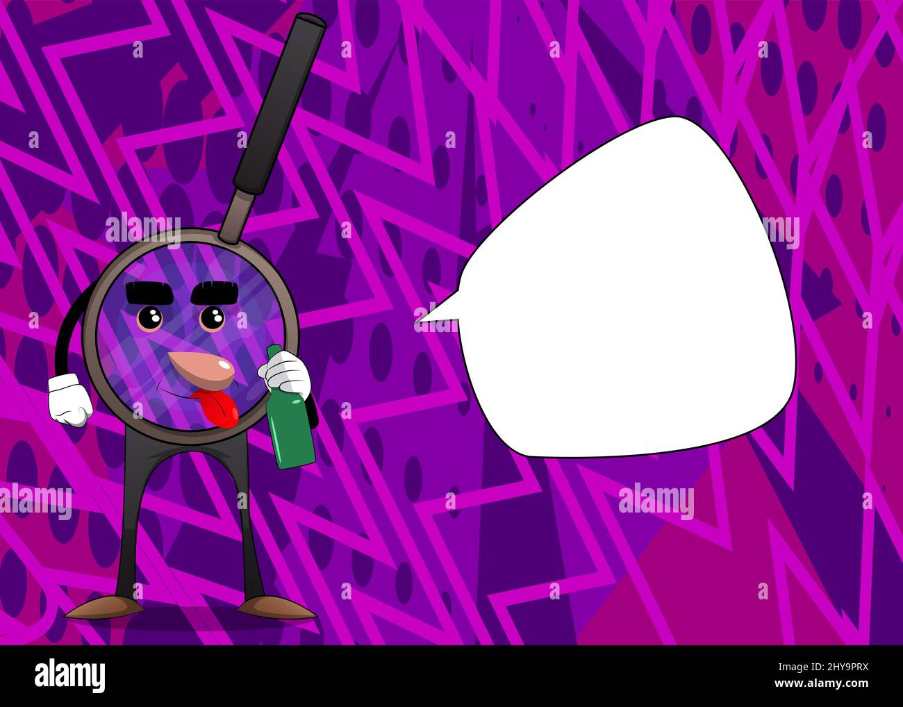 Magnifier holding a bottle. Cartoon Character science research object ...