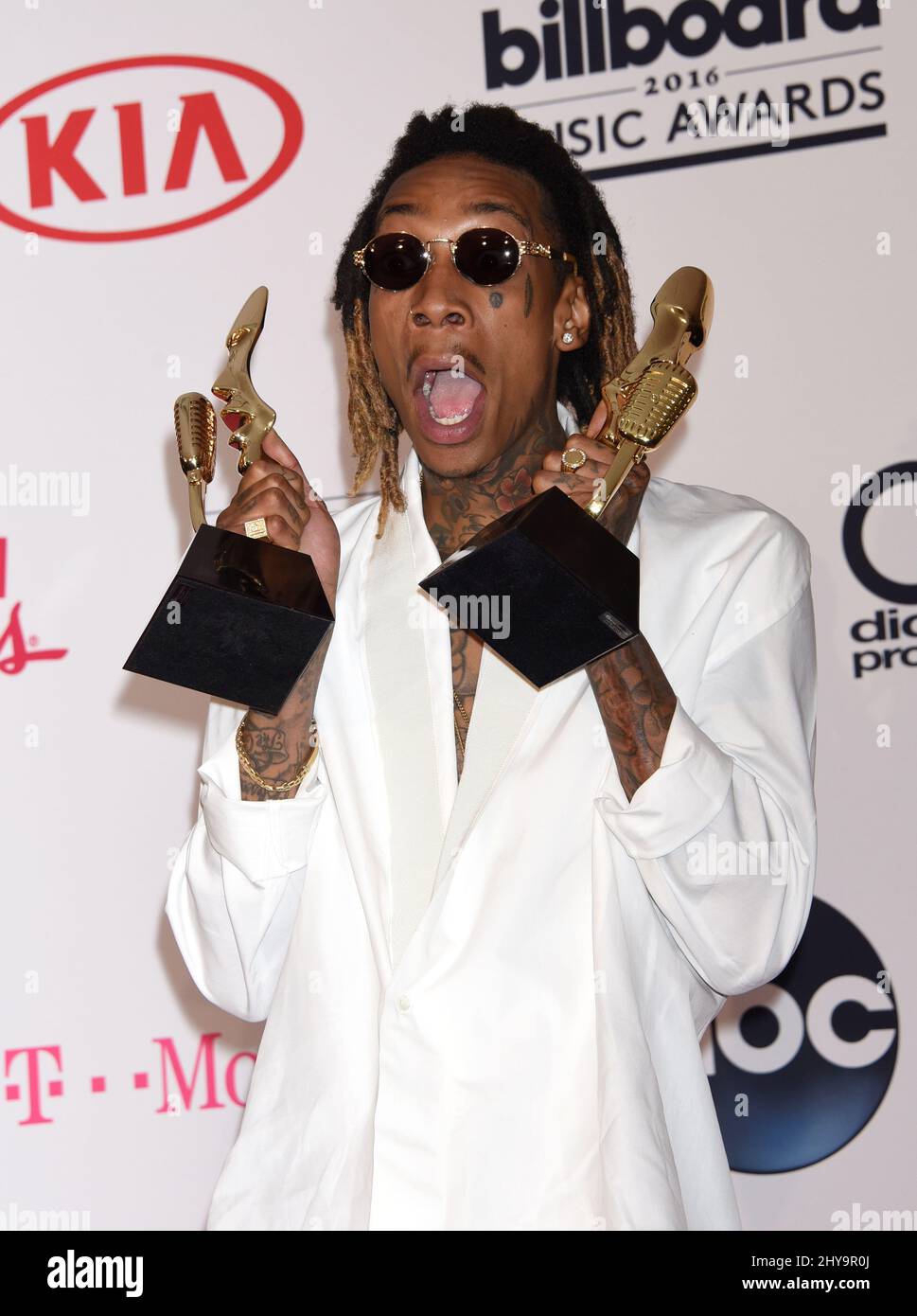 Wiz Khalifa in the press room at the 2016 Billboard Music Awards in Las ...