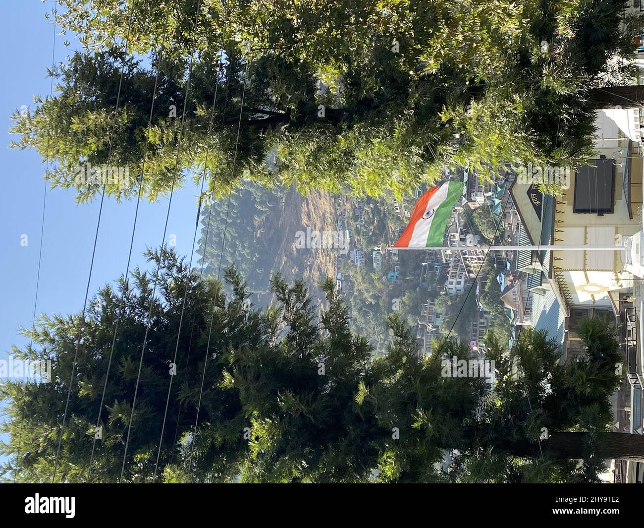 Indian flag waving in the wind in Kullu, Himachal Pradesh, India Stock ...