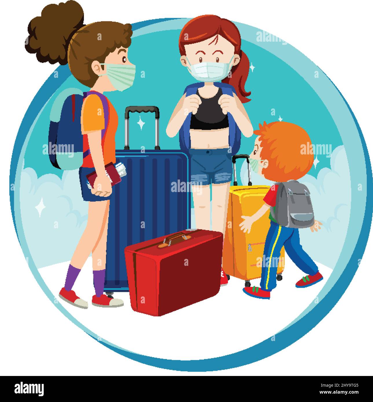 Family travel holiday theme with backpack illustration Stock Vector ...