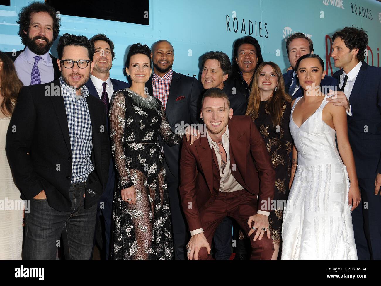 Cast of "Roadies" Carla Gugino, Luke Wilson, Cameron Crowe, J.J. Abrams ...