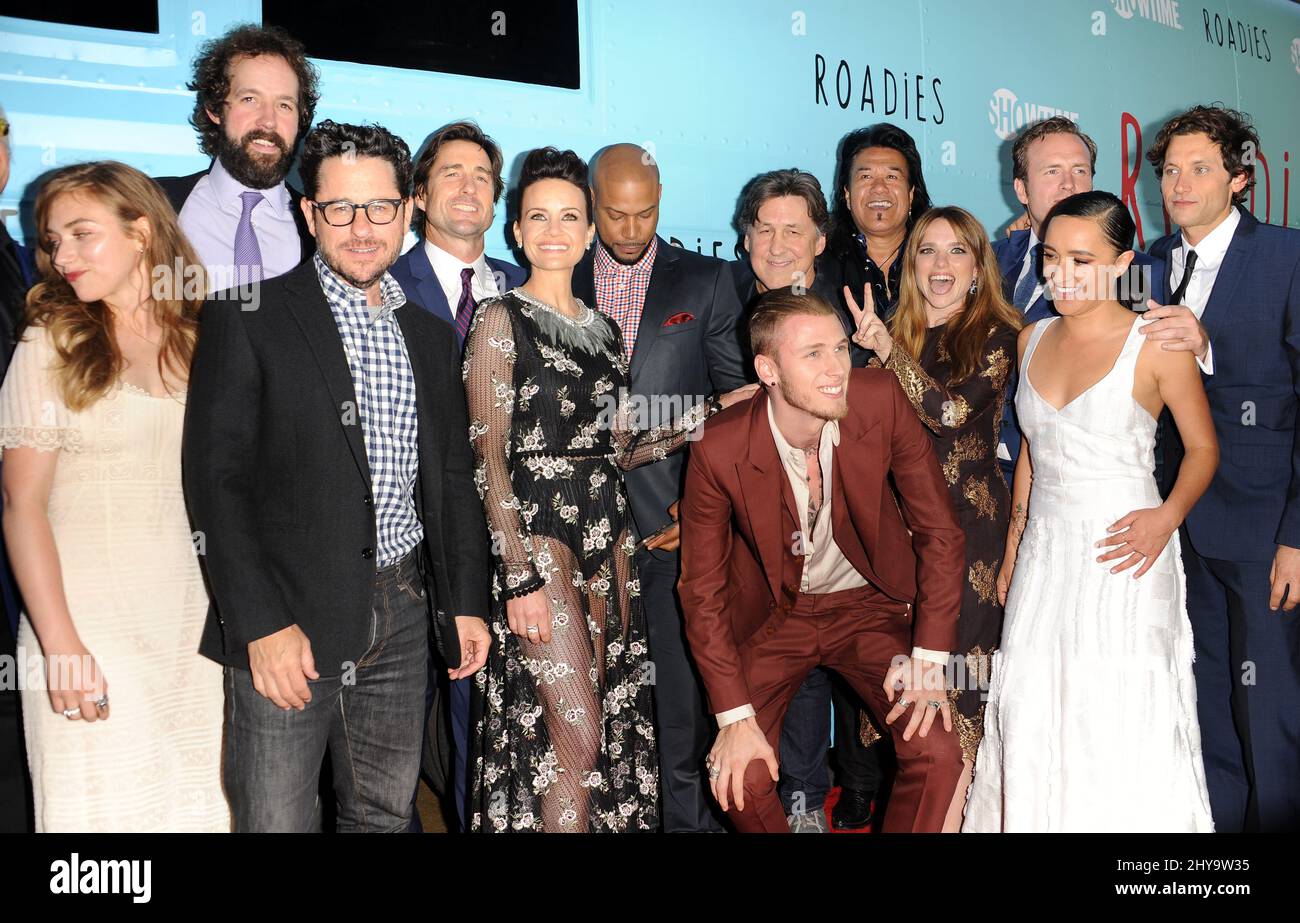 Cast of "Roadies" Carla Gugino, Luke Wilson, Cameron Crowe, J.J. Abrams ...