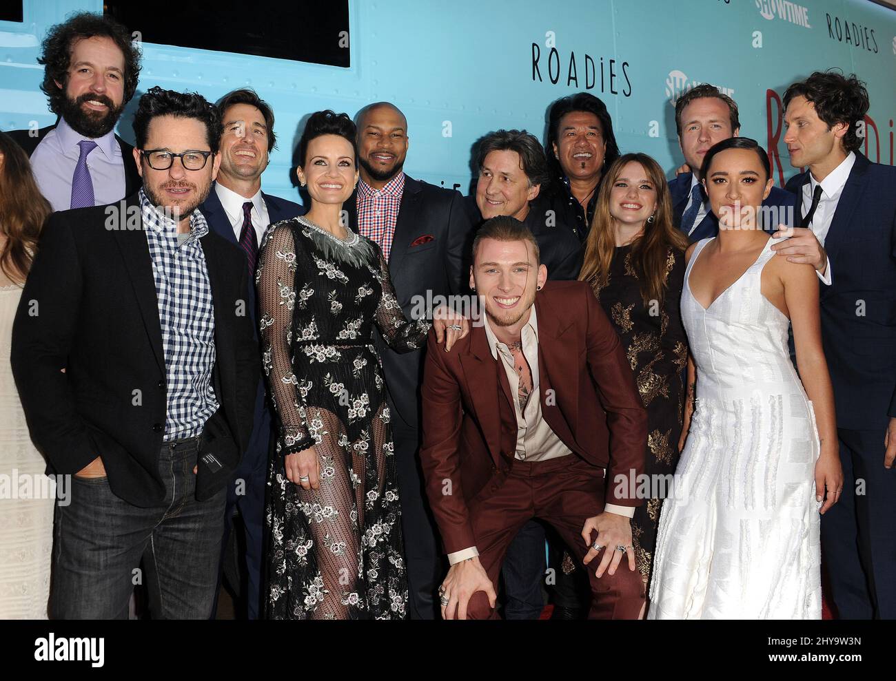 Cast of "Roadies" Carla Gugino, Luke Wilson, Cameron Crowe, J.J. Abrams ...