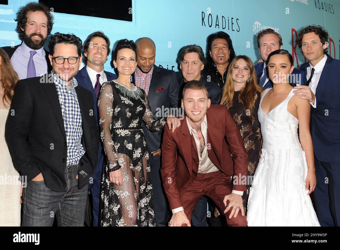 Cast of "Roadies" Carla Gugino, Luke Wilson, Cameron Crowe, J.J. Abrams ...