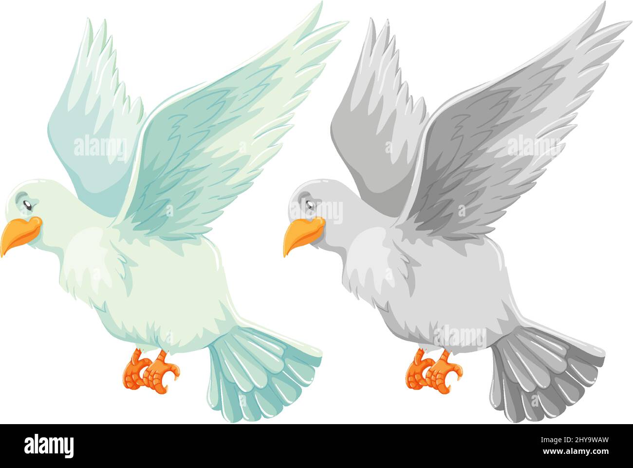 Cartoon white dove on white background illustration Stock Vector Image ...