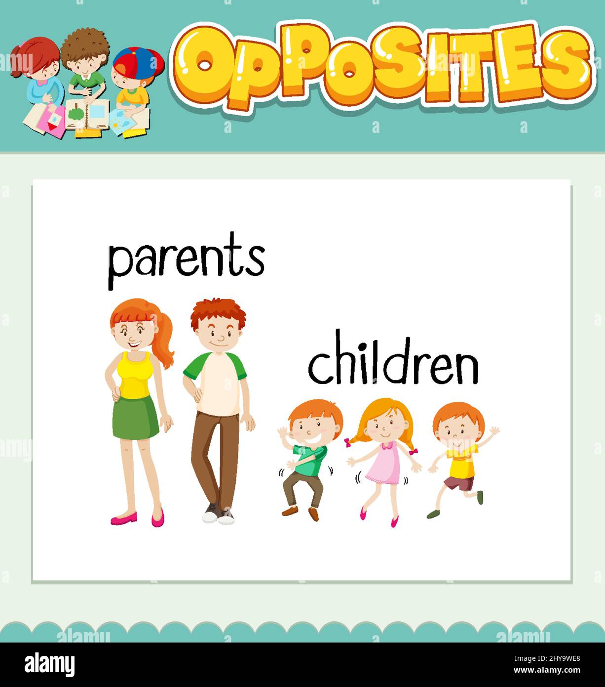 Opposite words for parent and children illustration Stock Vector Image ...