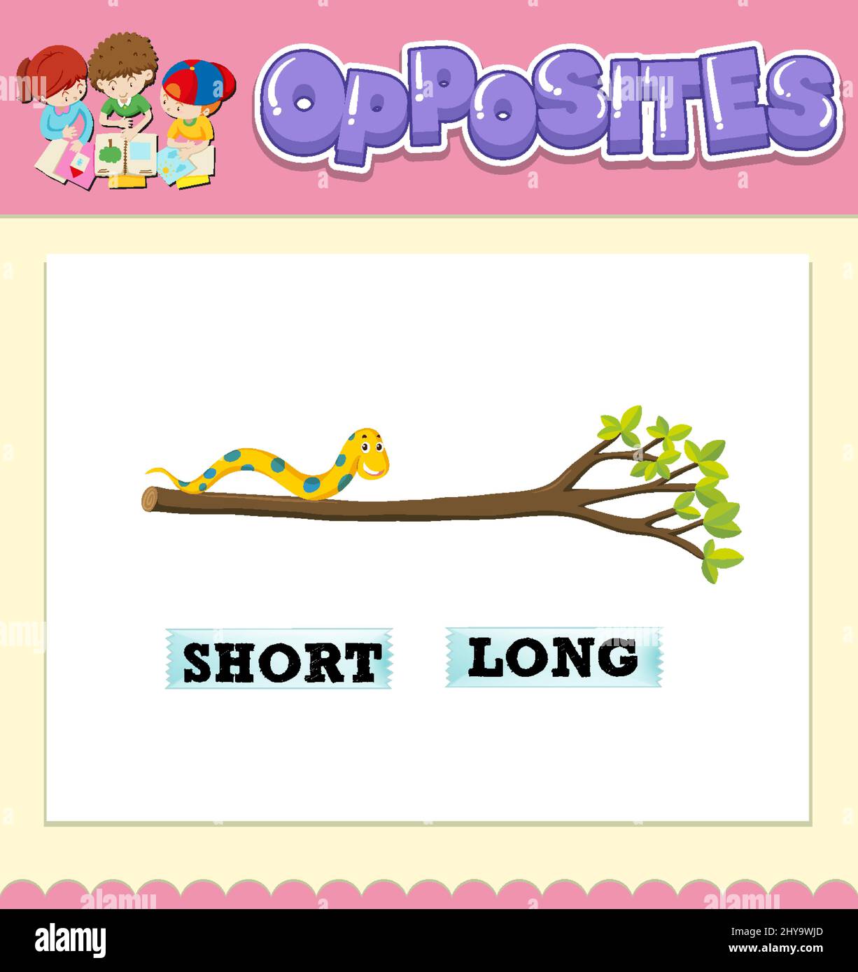 Opposite words for short and long illustration Stock Vector Image & Art ...