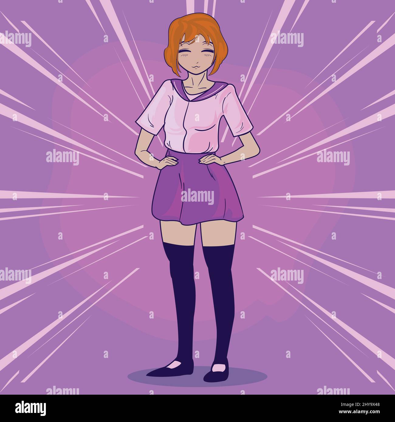 anime girl with purple uniform Stock Vector Image & Art - Alamy