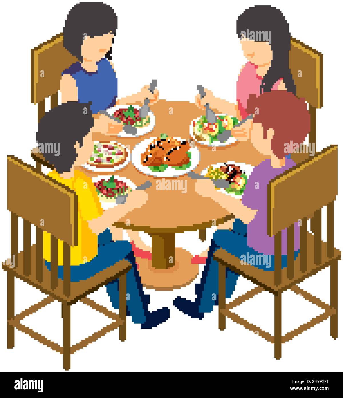 Family dining table isometric illustration Stock Vector Image & Art - Alamy