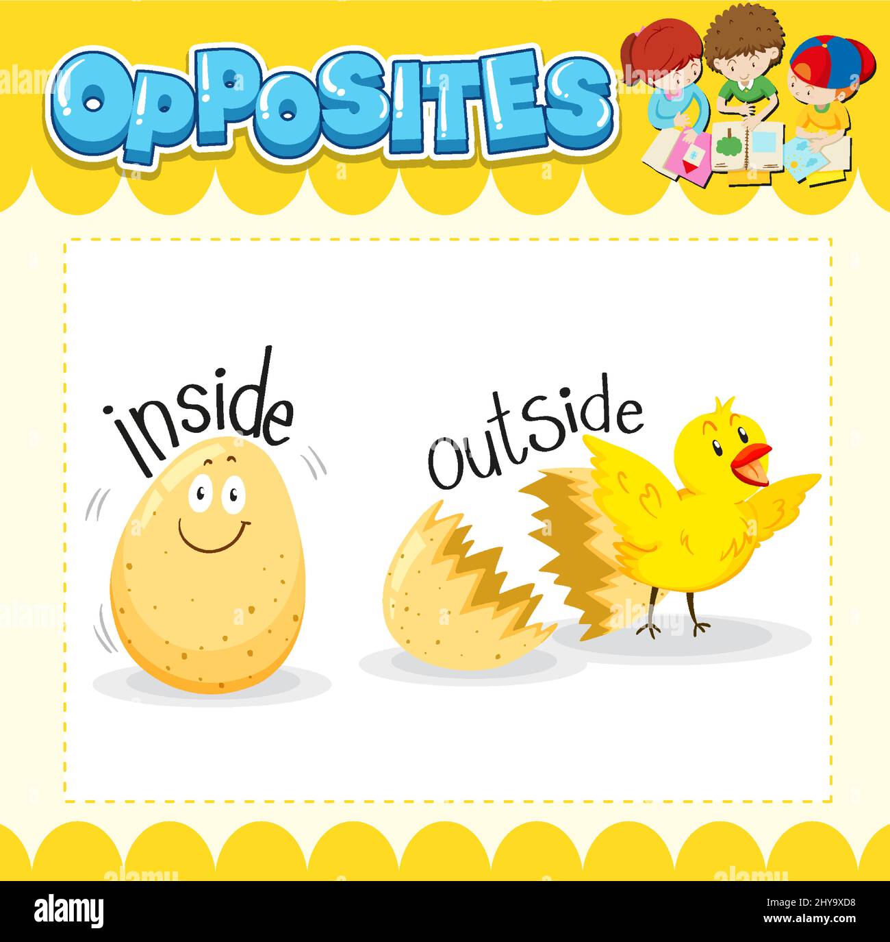 Opposite words for inside and outside illustration Stock Vector Image ...
