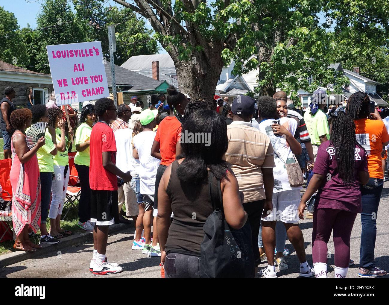 Fans on Grand Ave ( boyhood home) during the Muhammad Ali Funeral ...