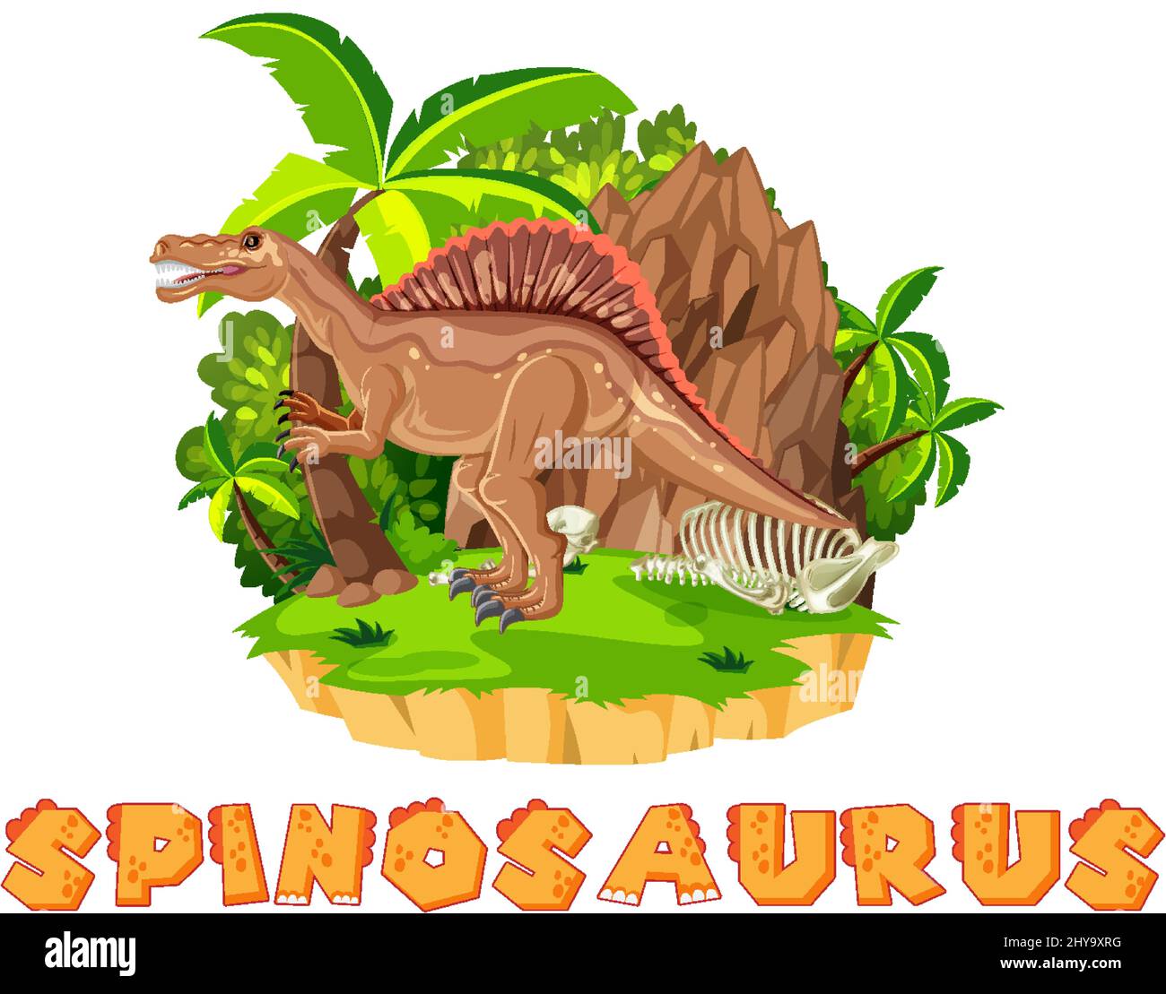 Spinosaurus standing on the ground illustration Stock Vector Image ...