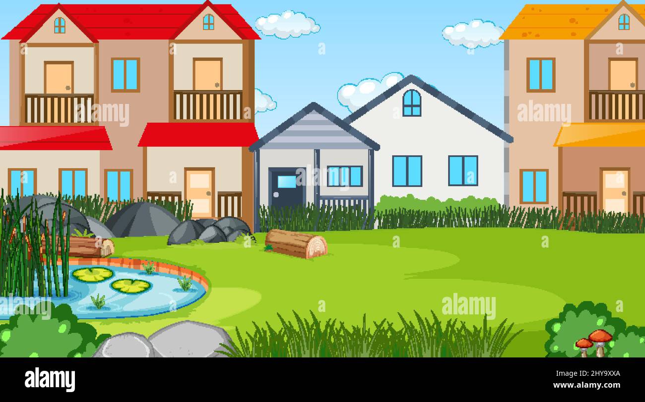 Scene with house and garden illustration Stock Vector Image & Art - Alamy
