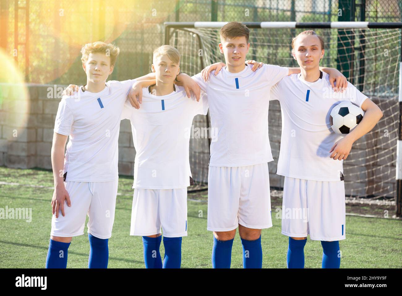 Group portrait of male soccer team Stock Photo - Alamy