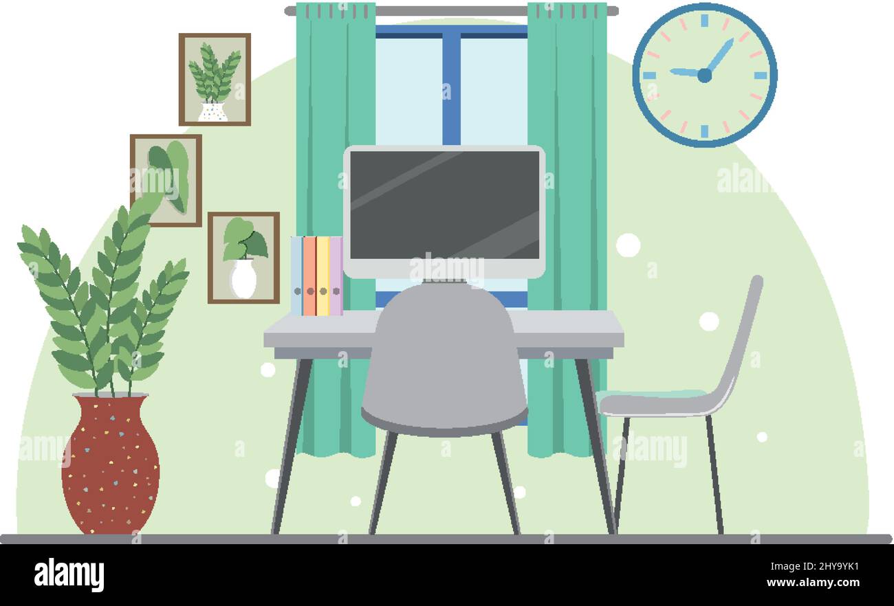 Workroom interior concept in flat design illustration Stock Vector ...