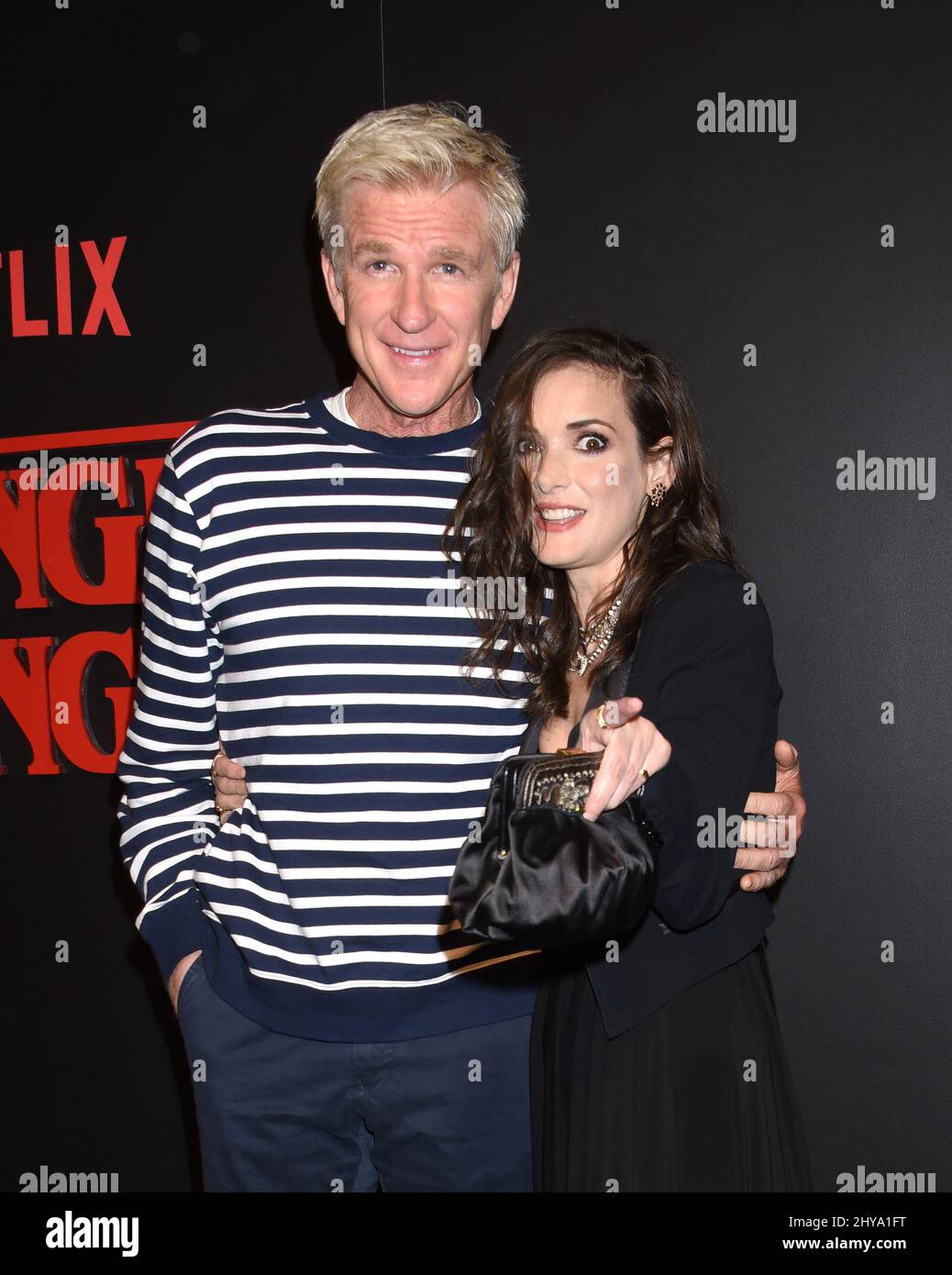 Matthew Modine and Winona Ryder attending the season premiere of ...