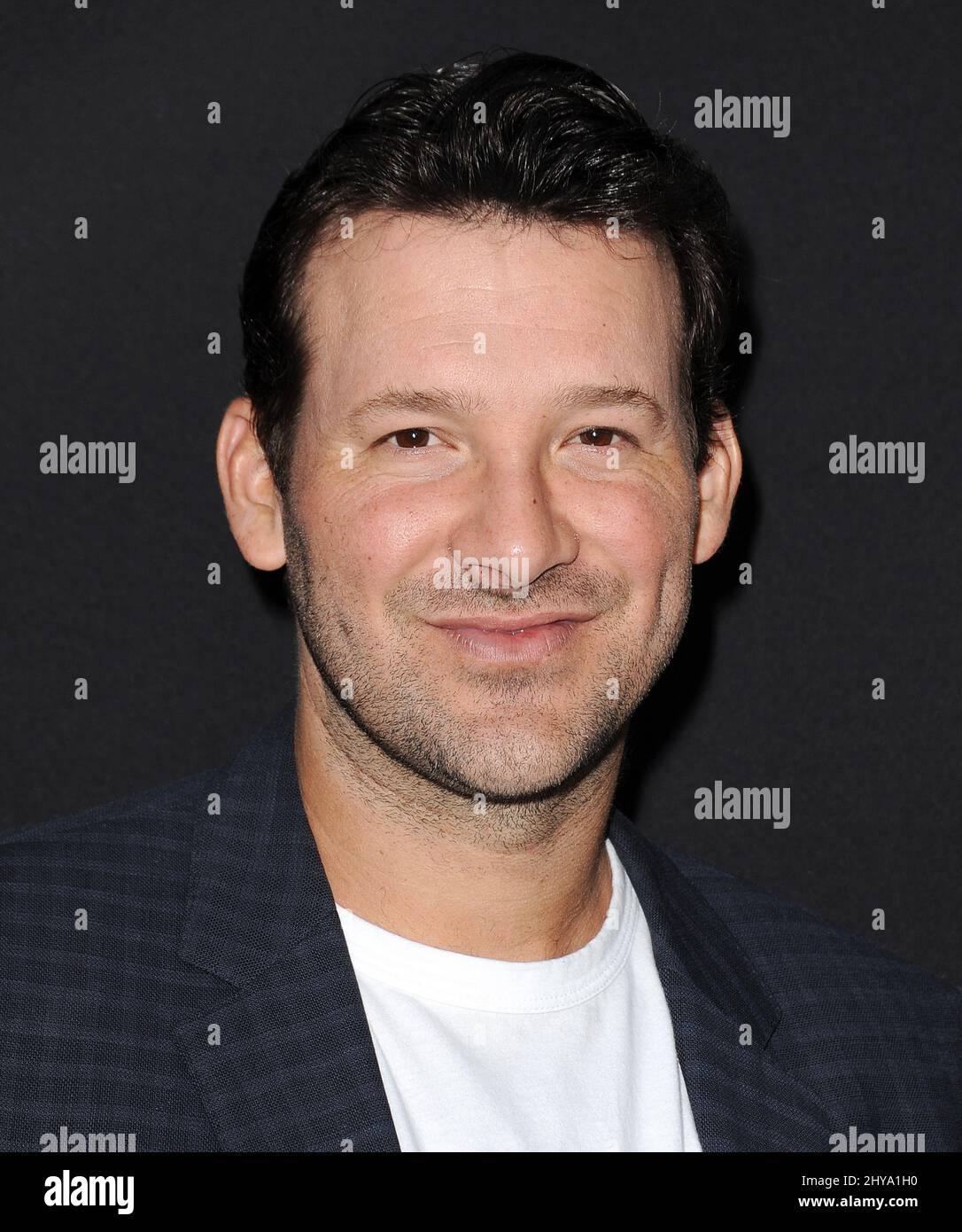 Tony Romo attending the premiere of Undrafted in Los Angeles ...