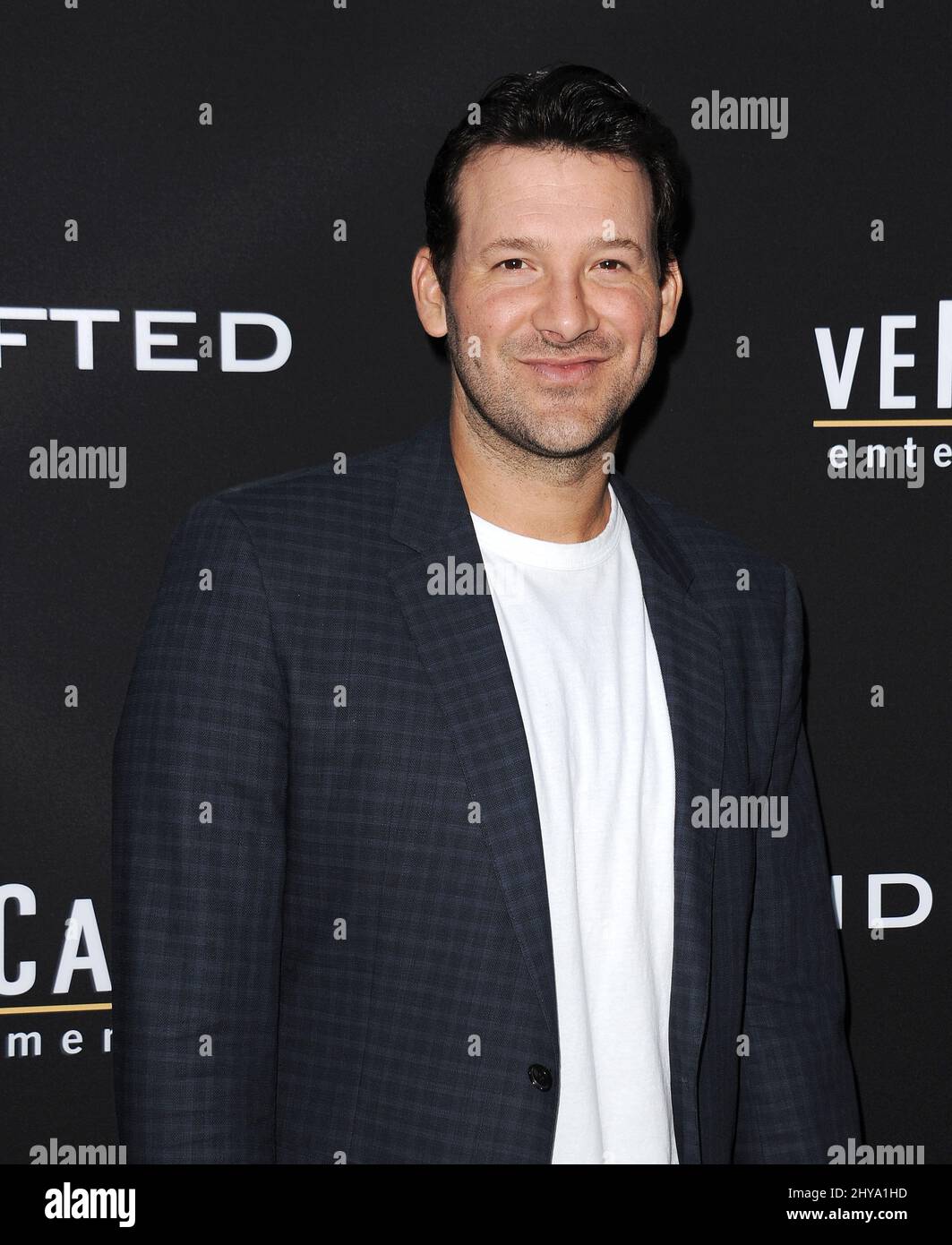 Tony Romo attending the premiere of Undrafted in Los Angeles ...
