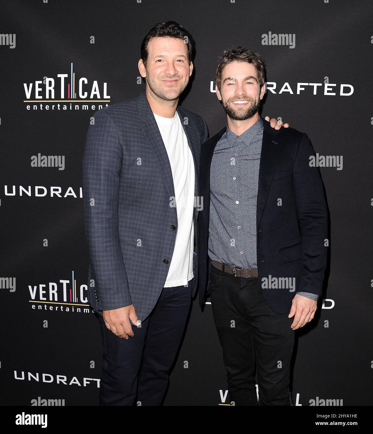 Tony Romo, Chace Crawford attending the premiere of Undrafted in Los ...